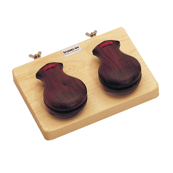 Orchestral castanets, 2 pieces on wooden frame